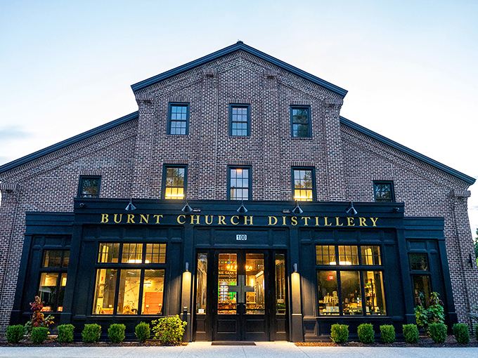 Burnt Church Distillery combines brick-solid tradition with spirited innovation. Even teetotalers can appreciate architecture this handsome at twilight.