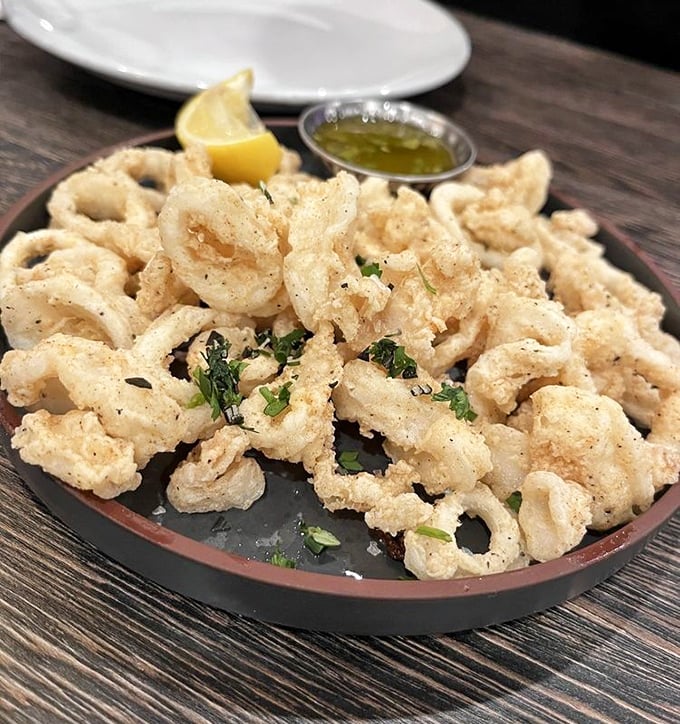 Crispy calamari that shatters like glass when bitten, yet remains tender inside&mdash;the unicorn of seafood appetizers has been found in Broomall.