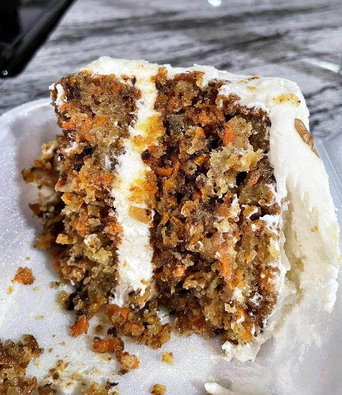 Carrot cake that makes you question why anyone would ever choose another dessert&mdash;moist layers practically embracing that cream cheese frosting.