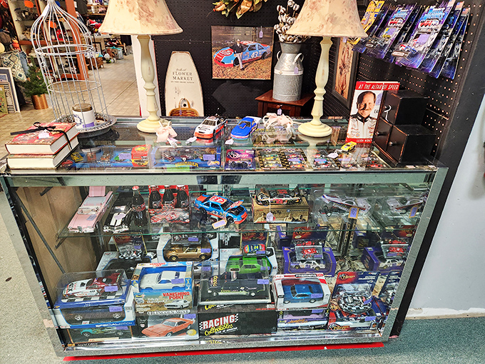 Die-cast dreams and miniature motorways – this display case houses a car collection that would make any automotive enthusiast's heart race with delight.