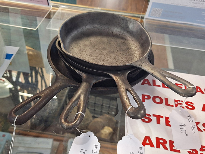 Cast iron gold! These perfectly seasoned skillets have decades of cooking stories to tell and countless meals yet to create.