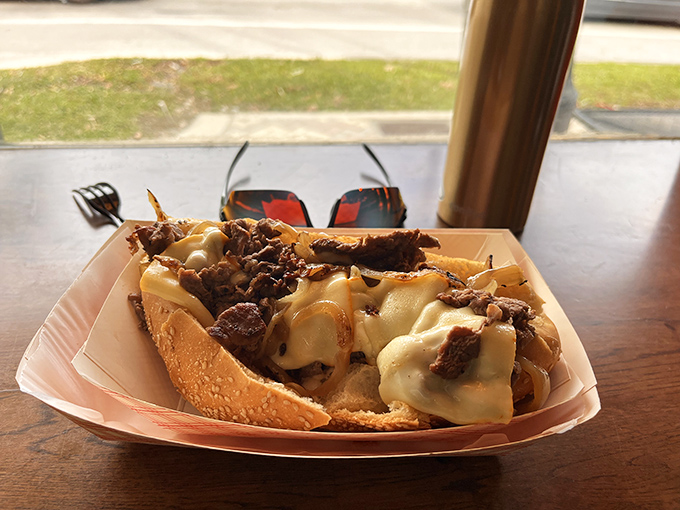 A cheesesteak that would make Philadelphia nervous. Meat and melted cheese unite in a sandwich that demands to be devoured immediately.