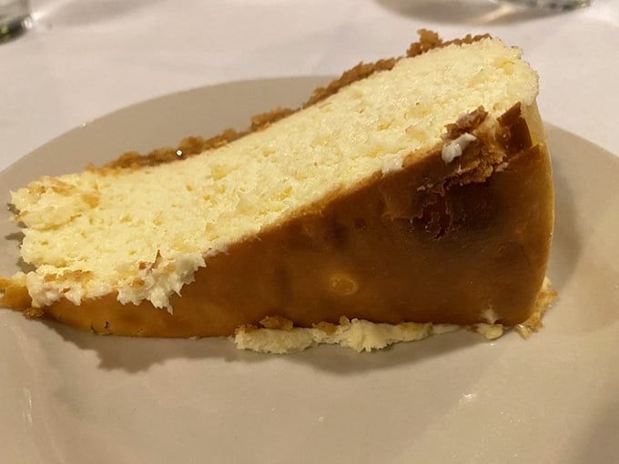 A slice of cheesecake that doesn't need elaborate garnishes or Instagram filters&mdash;just pure, creamy perfection that speaks for itself.