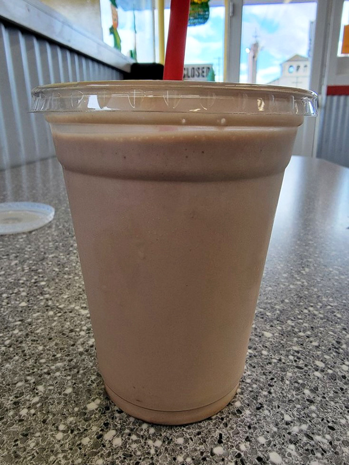 This isn't just a chocolate shake &ndash; it's a drinkable dessert that requires serious straw strength and rewards persistent effort. Worth every calorie.