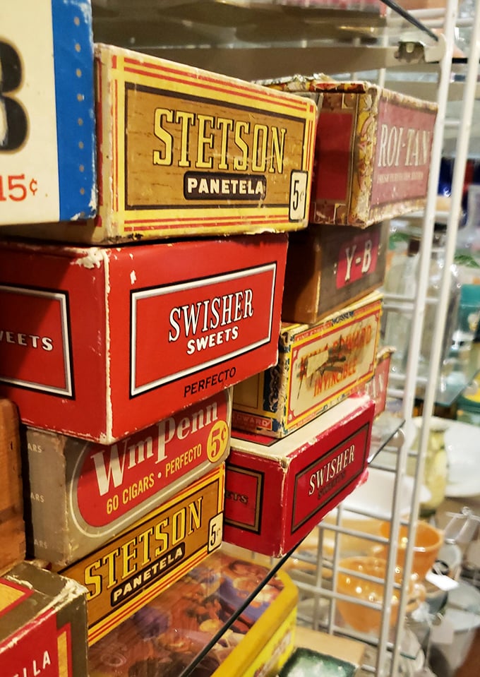 Vintage cigar boxes that once held celebratory smokes now preserve the distinct graphic design sensibilities of bygone marketing eras.