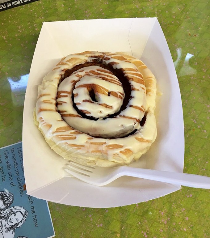 Cinnamon rolls this size require both hands and zero regrets about the choices you're making in life.