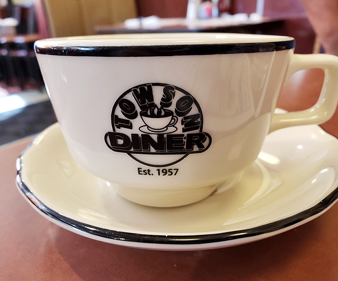That iconic Towson Diner coffee cup &ndash; simple, sturdy, and filled with liquid motivation that's been jumpstarting Marylanders since 1957.