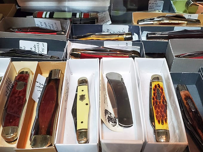 Pocket knives with personality &ndash; each one carried by someone's grandfather who used it for everything from whittling to opening Christmas presents.