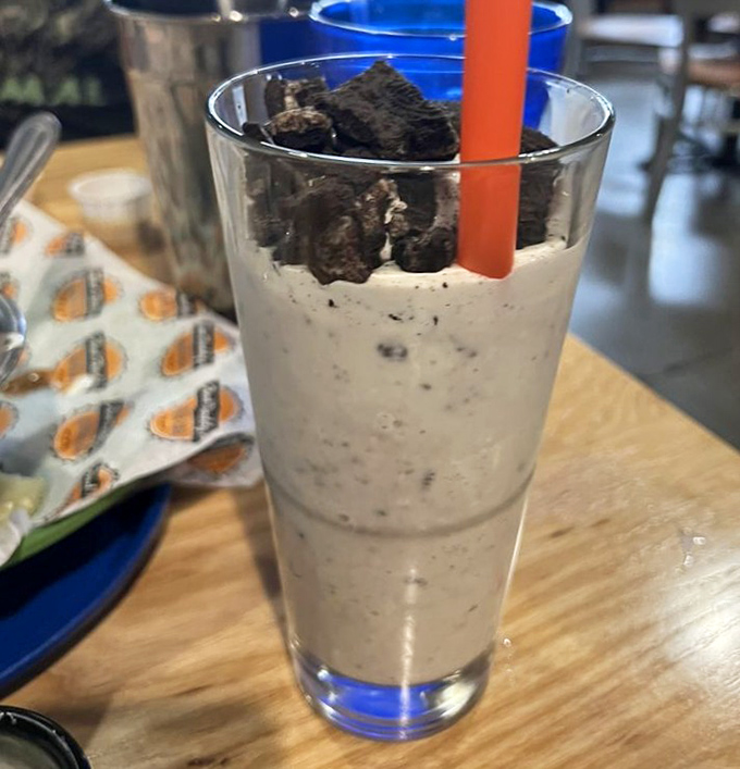 Not just a milkshake, but a dessert skyscraper with cookie foundations. Drinking this is like having childhood and adulthood simultaneously.