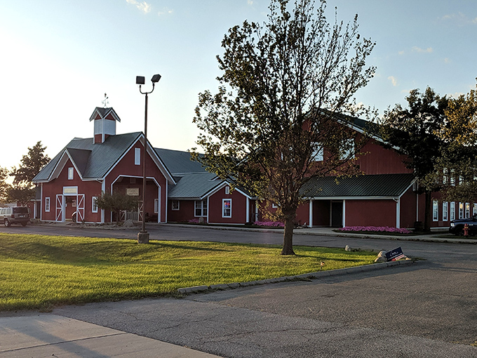 Rural charm with architectural character. These traditional red farm buildings at The Barns at Nappanee preserve the agricultural heritage that shaped the community.