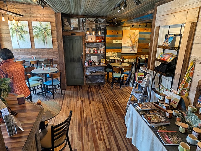 Weathered wood and warm lighting create the perfect recipe for conversation. This caf&eacute; doesn't just serve food&mdash;it serves connection.