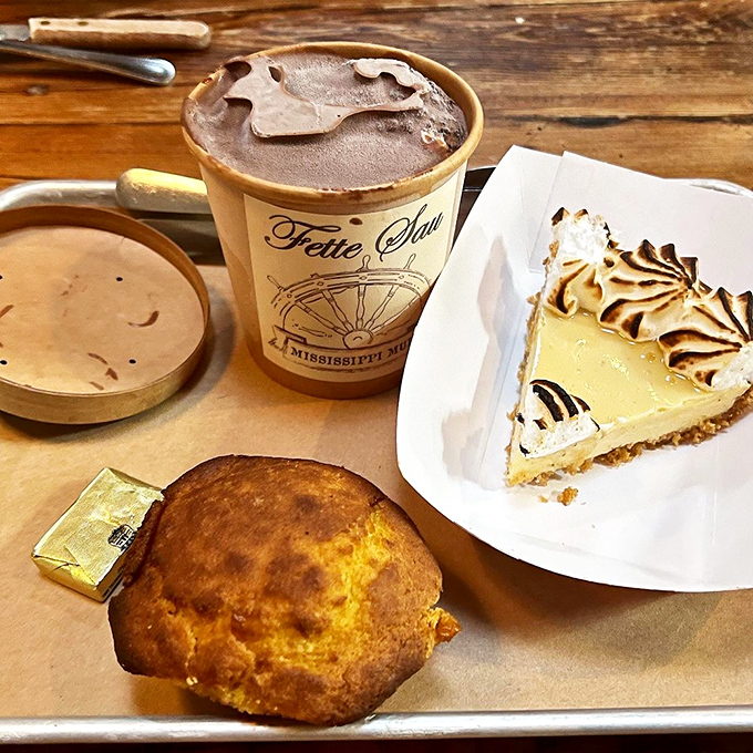 The dessert lineup featuring key lime pie and chocolate treats, because even carnivores need something sweet to finish strong.