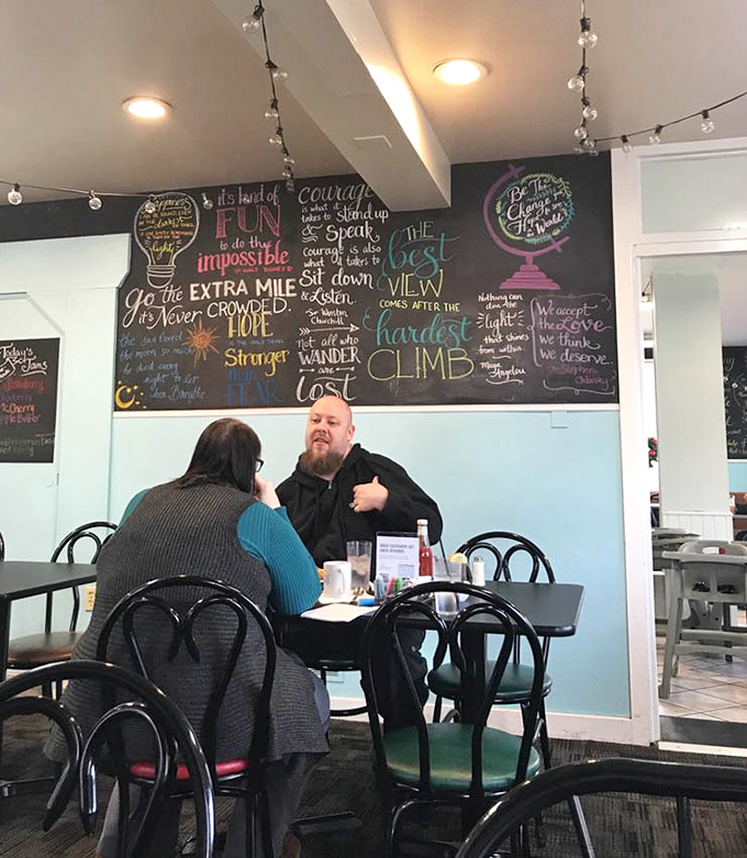 The chalkboard wall of wisdom provides food for thought while you wait for actual food that's worth every second of anticipation.