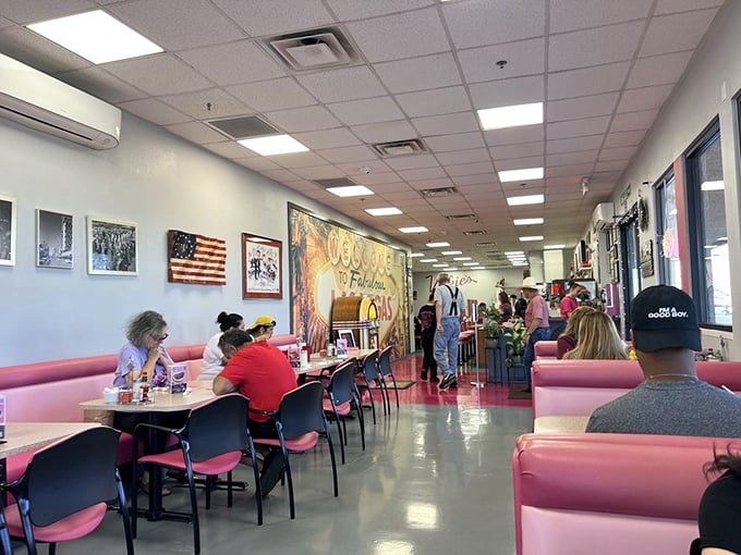 Where locals and visitors share counter space and stories – the true Vegas experience happens over coffee in these pink booths.