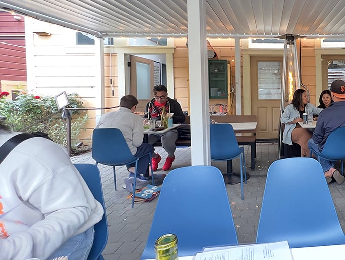 The outdoor patio offers the quintessential Berkeley dining experience – casual conversation, fresh air, and the democratic notion that good food belongs to everyone.