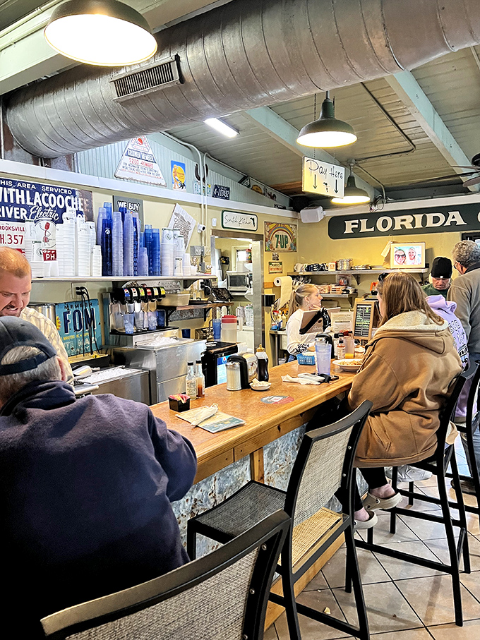 The bar area isn't just for drinks &ndash; it's command central for breakfast operations where regulars perch like they're at their own kitchen counters.