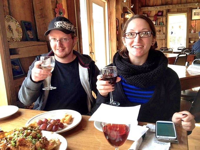 Happy faces and raised glasses&mdash;the universal language of "this wine is actually really good" spoken fluently at Sarah's Vineyard.