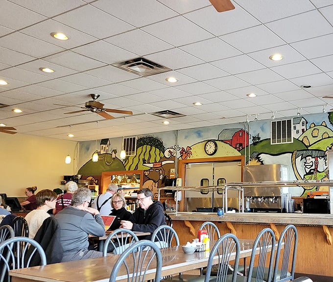 Morning conversations flow as freely as the coffee refills, creating that perfect small-town symphony of clinking forks and laughter.