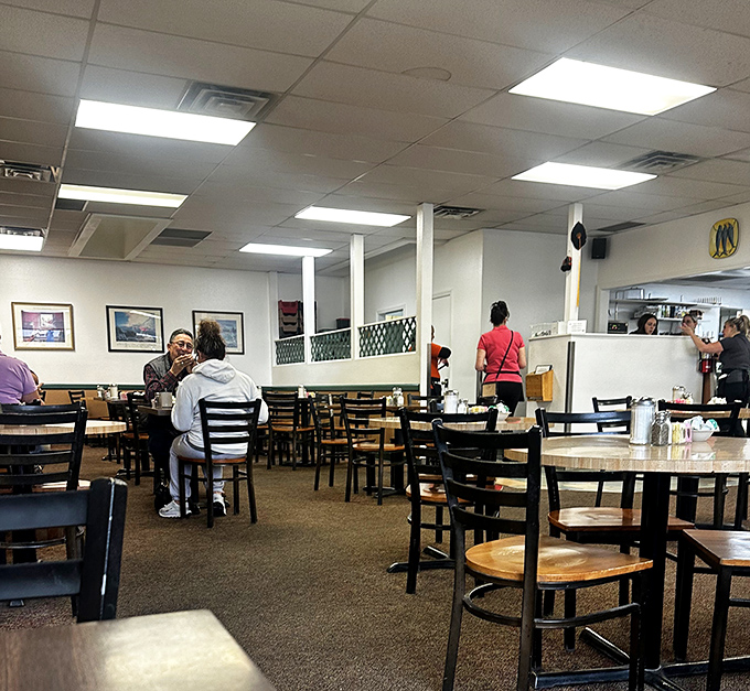 Where locals gather to solve the world's problems over eggs and coffee. The real Albuquerque town hall happens here.