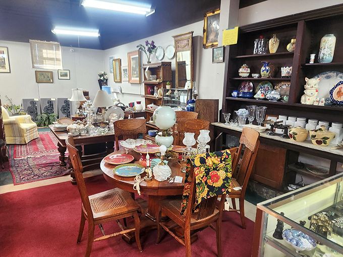 This dining vignette isn't just furniture&mdash;it's a stage set for imagining Sunday dinners and holiday gatherings from decades past.