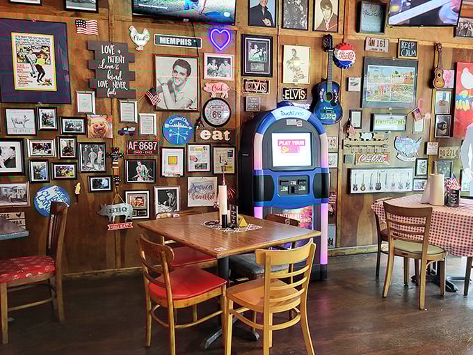 More memorabilia than a time capsule, this dining space celebrates music, nostalgia, and good food with equal enthusiasm.