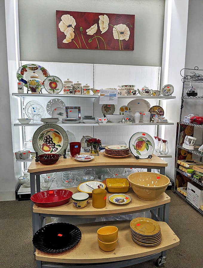 Dinnerware displays showcase everything from everyday plates to "the good china" that grandma only used for special occasions.