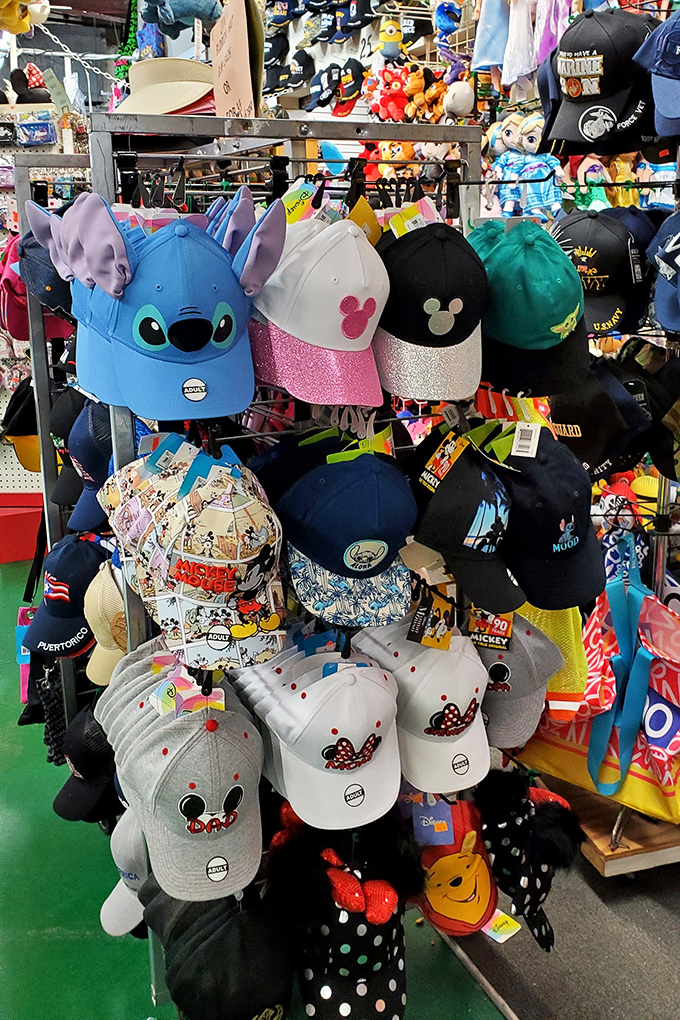 Disney-themed caps create a rainbow of character options for protecting yourself from both Florida sunshine and Mickey withdrawal.