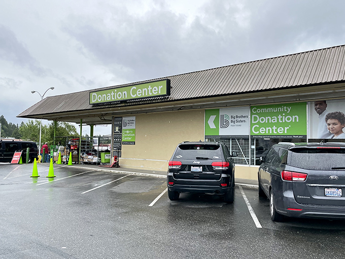 Where the circle begins. The donation center accepts gently-used items that will soon become someone else's "Can you believe I found this?" story.