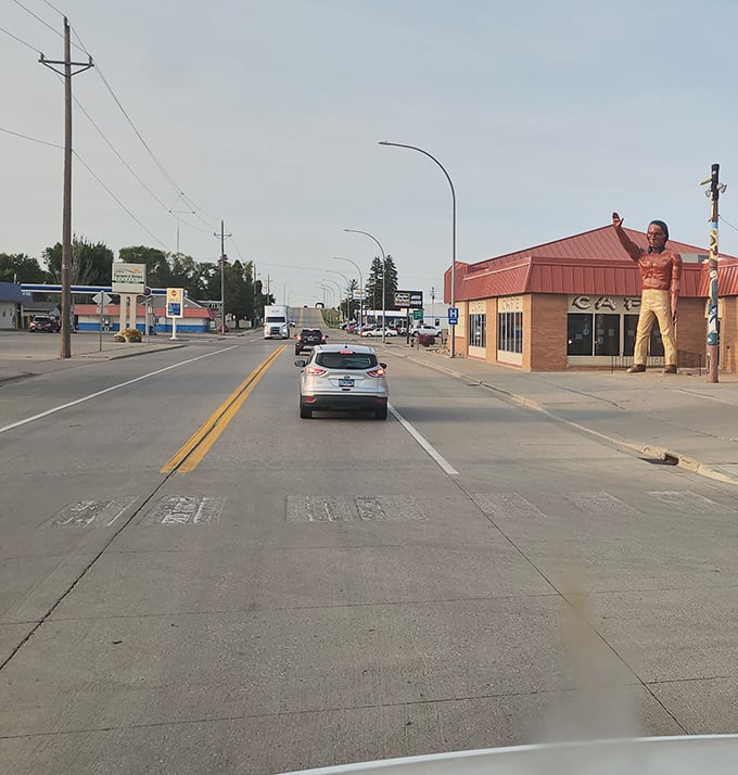 That towering roadside figure isn't just quirky&mdash;it's quintessential Americana, standing guard over Carrington's unique brand of small-town charm.