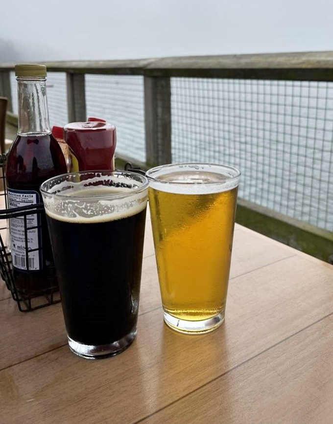 Beer with a view—nature's perfect pairing. Nothing complements fresh seafood like local brews and that salty ocean breeze.