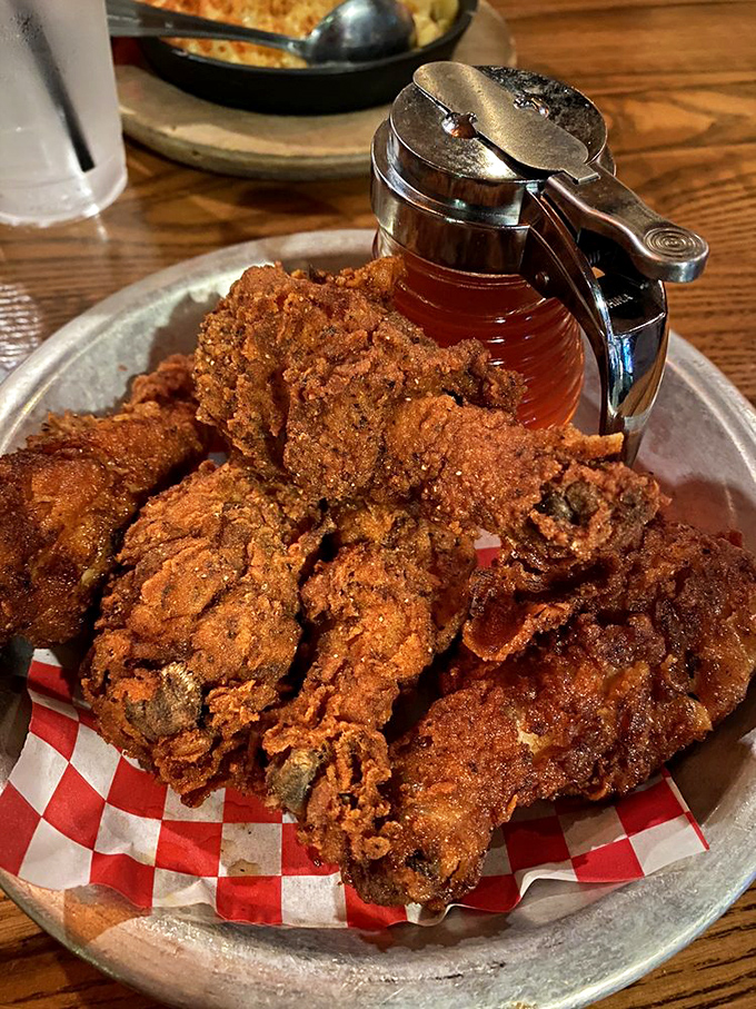 Fried chicken that's dressed for success&mdash;golden-brown, audibly crunchy, and served with honey that makes each bite a sweet revelation.