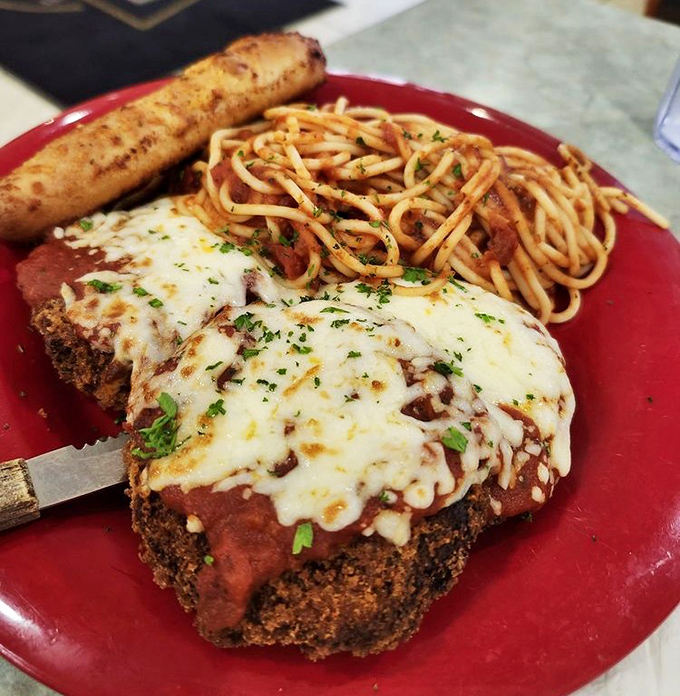 Eggplant parmesan that's achieved that mythical balance of crispy exterior and tender interior, with cheese melted to Instagram-worthy perfection.