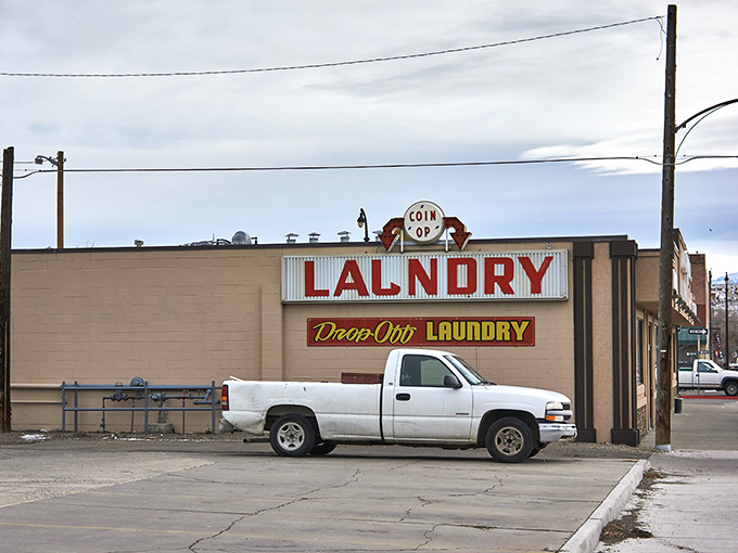 Even Elko's laundromat has vintage appeal with its bold red lettering. Somehow doing laundry seems less mundane when the sign has this much character.