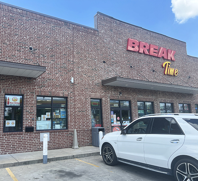 Break Time's unassuming brick exterior hides culinary treasures within. Like that quiet neighbor who turns out to have the best stories at the block party.