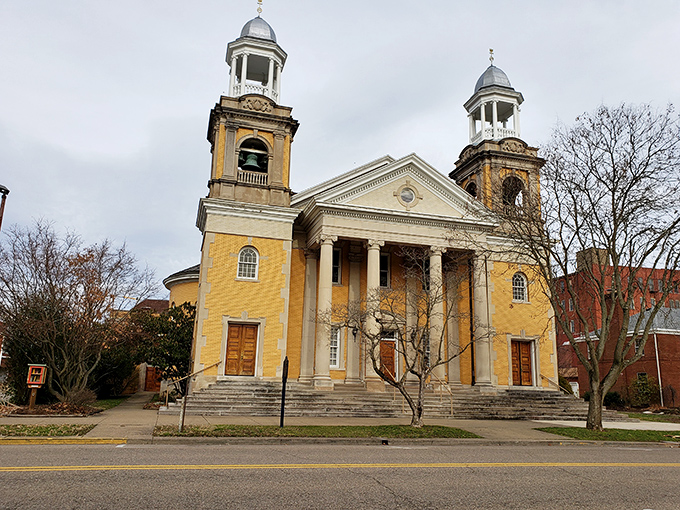 First Congregational Church reaches skyward with twin towers that could make European cathedrals a bit jealous.