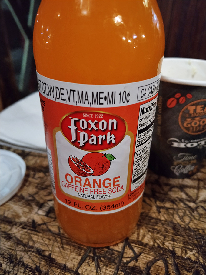 A bottle of Foxon Park Orange &ndash; the locally beloved Connecticut soda that's been the perfect burger companion since before your grandparents were dating.