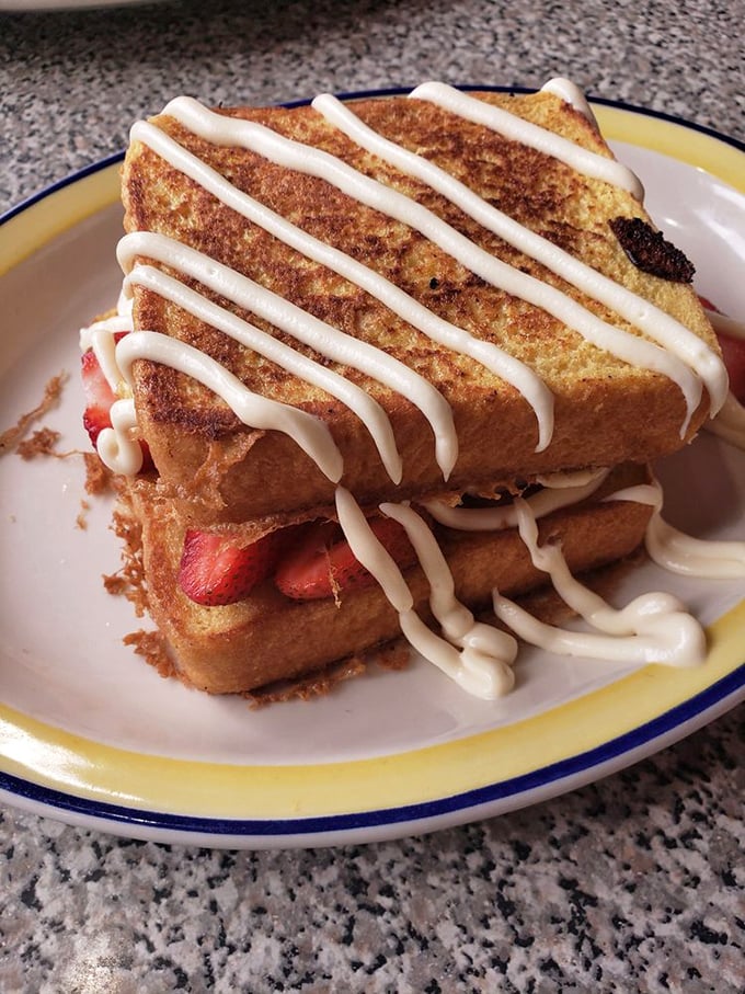 French toast that's dressed up for the occasion, with strawberries and cream creating a breakfast that's borderline dessert&mdash;and nobody's complaining.
