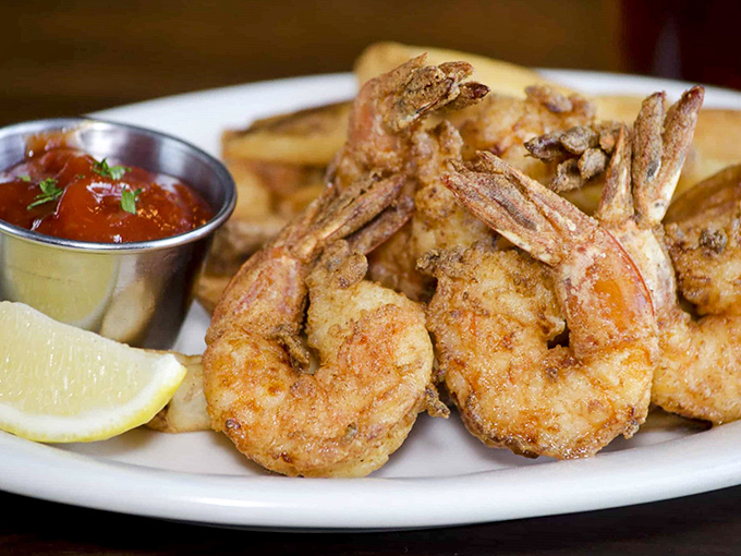 Fried shrimp that crunch like autumn leaves, with a dipping sauce that makes you wonder why you'd eat them any other way.