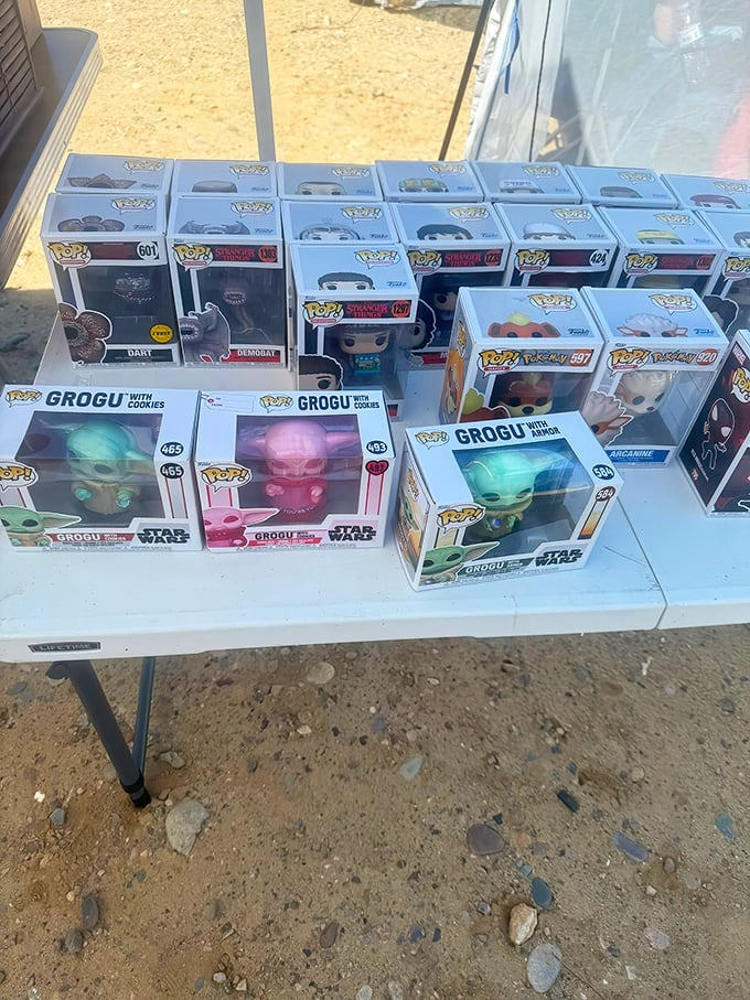 Baby Yoda and friends stand guard in their boxes. These vinyl treasures aren't just toys&mdash;they're investments with adorable faces.