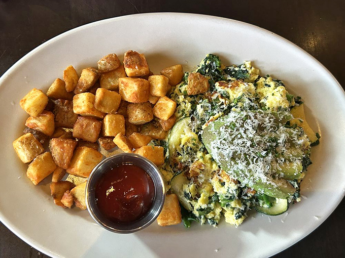 A scramble that puts your morning eggs to shame. Those potatoes are the supporting actors who secretly steal the show.