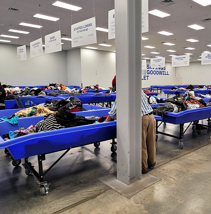 Signs overhead mark the territories of this bargain kingdom, where stuffed animals and entertainment options have their designated realms.