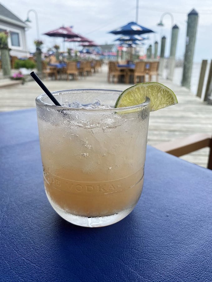 A frosty cocktail that tastes like vacation, especially when sipped with that waterfront breeze tousling your hair.