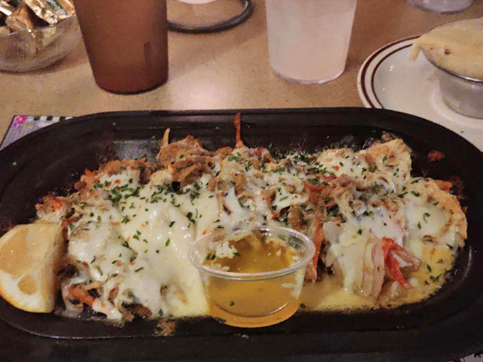 Seafood that makes you forget you're hundreds of miles from any ocean. That melted cheese and butter sauce? Pure Wisconsin logic.