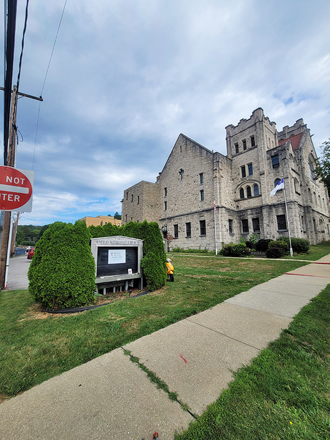 This impressive stone church stands as testament to Brookville's architectural heritage. Faith literally built on solid rock.