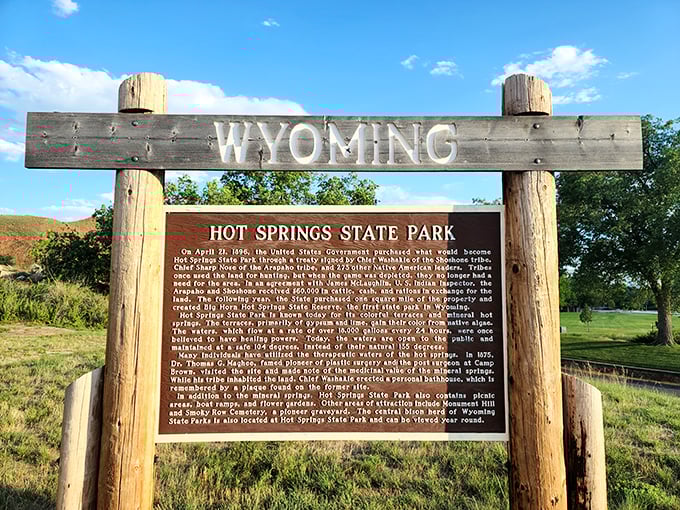 The park's welcome sign &ndash; where history lessons meet vacation vibes. Consider it your official invitation to geological wonderland.