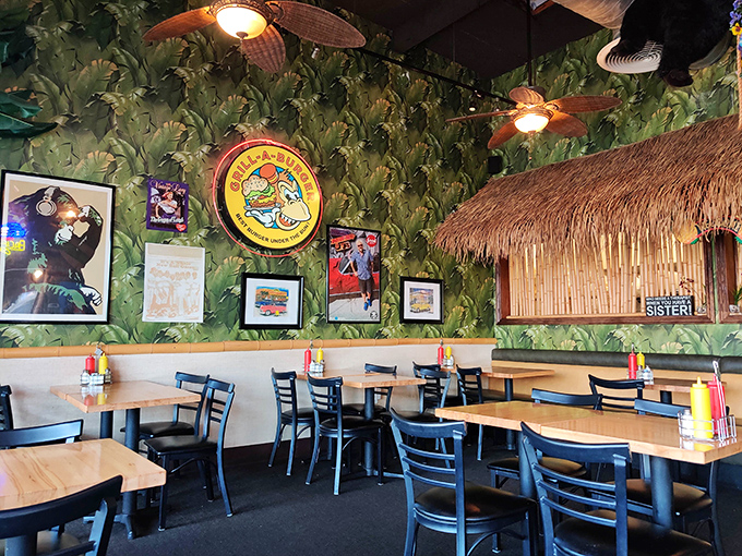 Tiki vibes meet casual dining under a massive thatched roof that makes every meal feel like vacation.