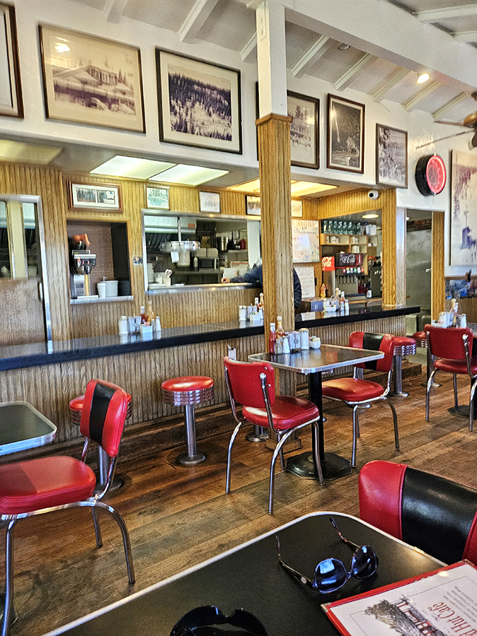 The counter seating offers prime viewing of short-order magic, where breakfast is theater and everyone gets a front-row seat.