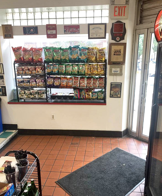 Chips, snacks, and Philly sports pride&mdash;the perfect backdrop for sandwich perfection. The display of local team memorabilia reminds you exactly where you are.
