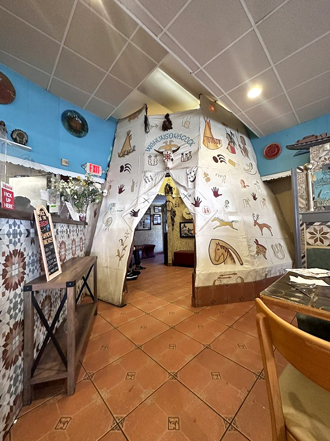 The teepee entrance isn't just Instagram-worthy&mdash;it's a portal to a breakfast dimension where calories don't count and joy is unlimited.