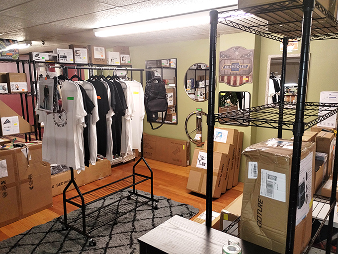 Every booth tells a story, and this one's narrative includes vintage Americana, clever signage, and the promise of unexpected discoveries.